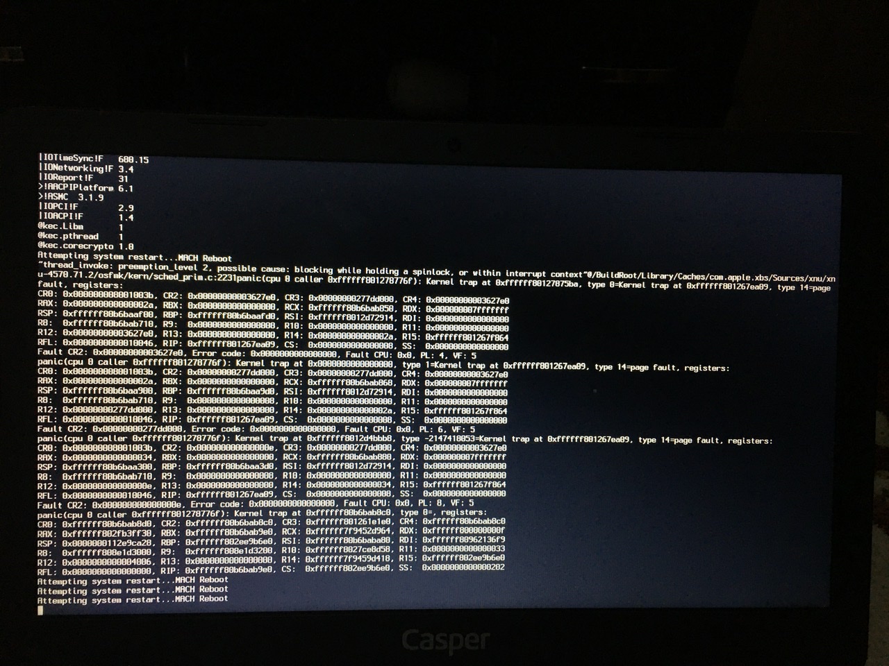 Casper c600 Notebook Attempting System Restart... MACH Reboot - osxinfo ...